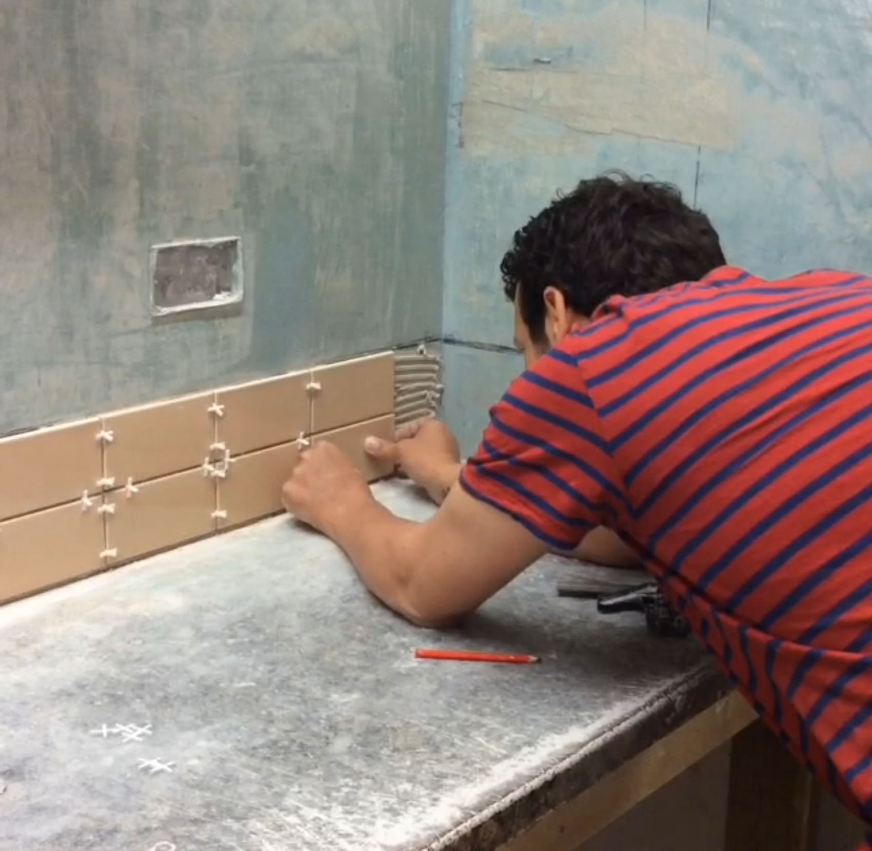 3 new tiling students started today!