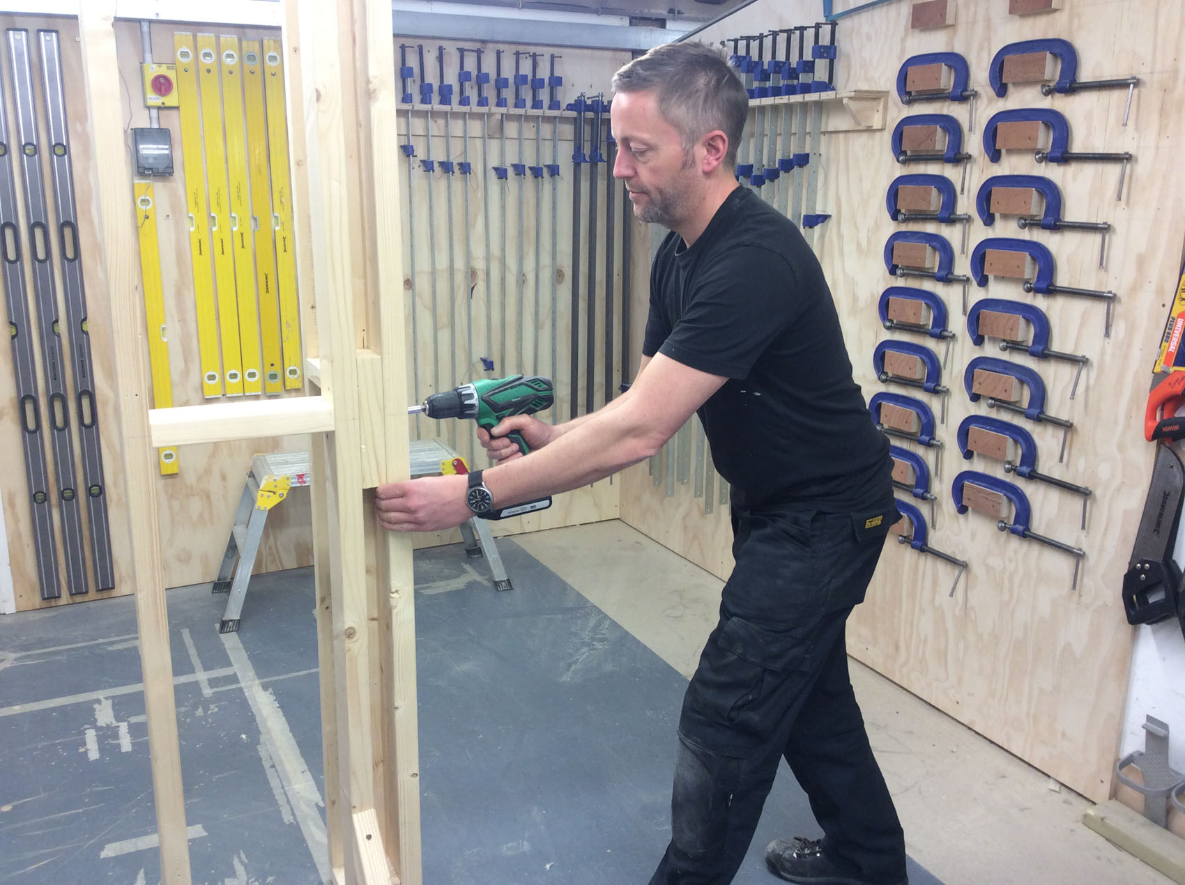 Carpentry students hard at work this afternoon