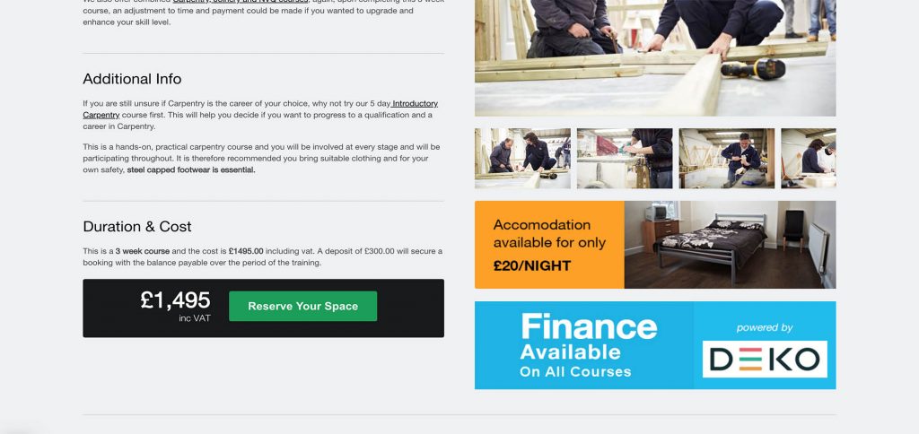 How do you apply for a Carpentry course?